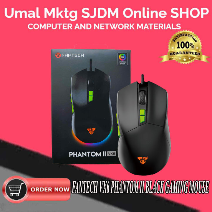 FANTECH PHANTOM II VX6 BLACK MACRO GAMING MOUSE. Gaming Optical Sensor ...