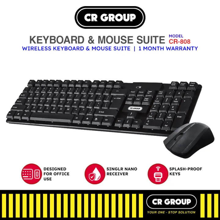 CR GROUP CR-808 - Wireless Keyboard and Mouse Combo - Lightweight ...
