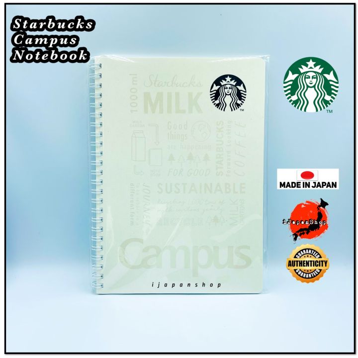 STARBUCKS JAPAN CAMPUS SPIRAL RING STUDENT NOTEBOOK 100 SHEETS-WHITE ...