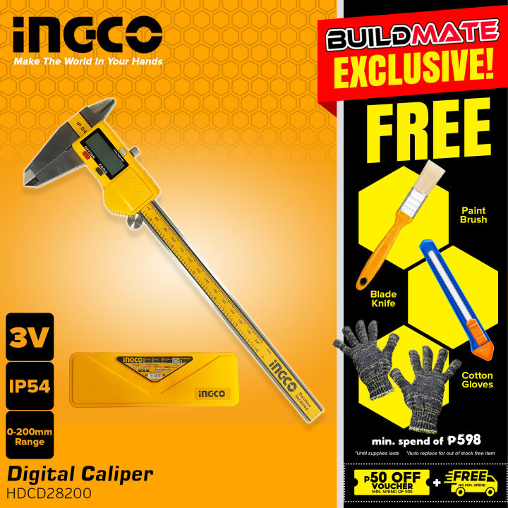INGCO Digital Caliper 0-200mm 3V IP54 HDCD28200 - BUILDMATE - IHT ...
