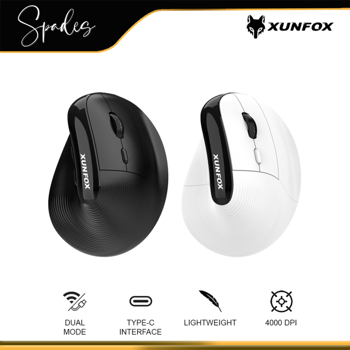 Gigaware Xunfox H5 Dual Mode Vertical Gaming Mouse 2.4GHz and Bluetooth ...