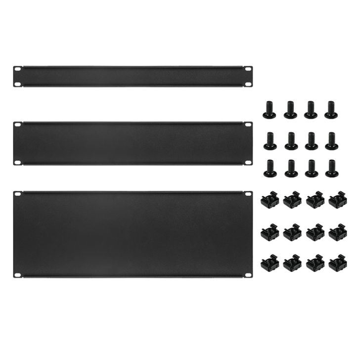 3 Pcs 1U 2U 4U Blank Panel Metal Rack Mount, Filler Panel Mount Spacer Rack Panel Kit for ...