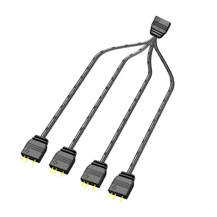 1-to-4 ARGB Splitter Cable Support 5V RGB 3-pin LED Sync- Cable for ...