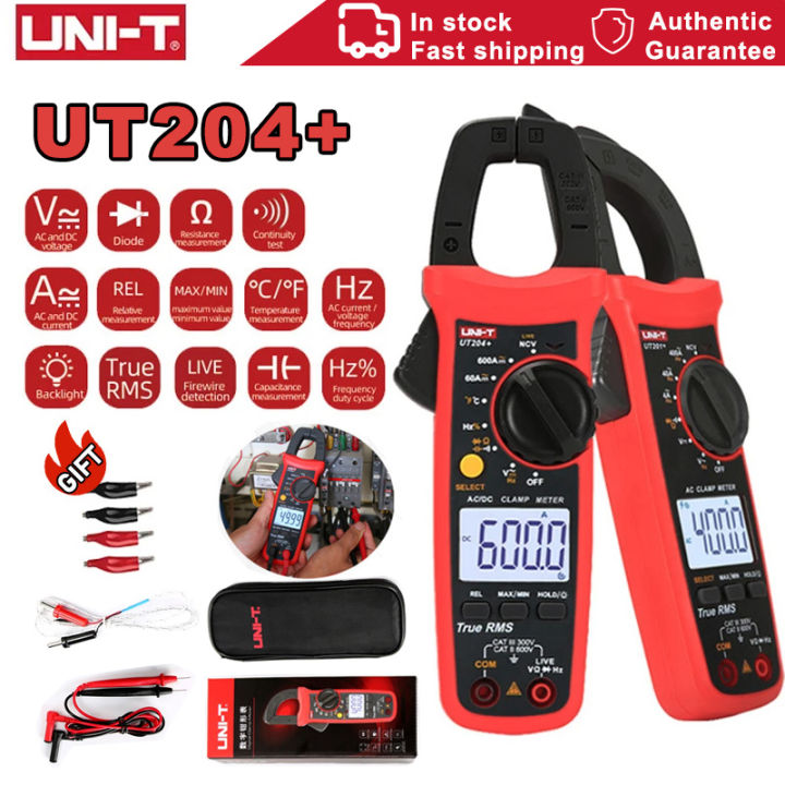UNI-T UT204+ Clamp Meter 600A Professional Digital Ammeter Pliers True ...