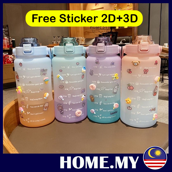 2000ml Botol Air Viral Water Bottle Botol Large Volume 2000ml with ...