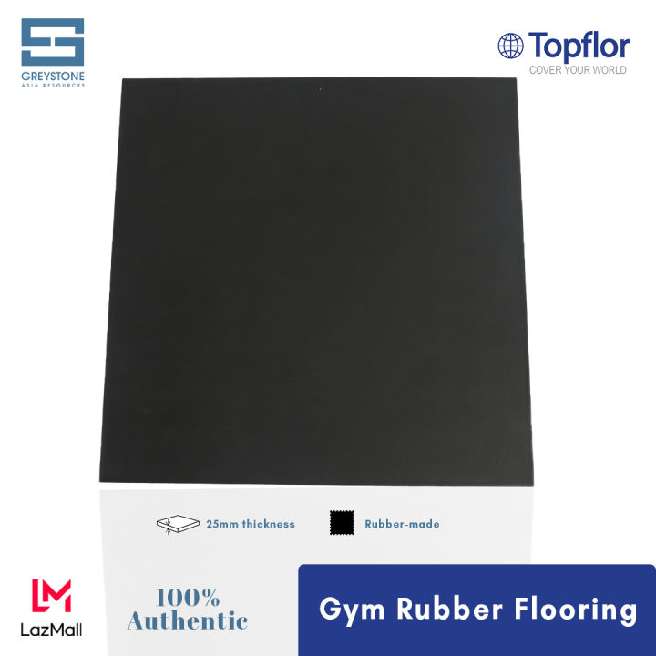 Topflor Gym Pro Black 0.5m x 0.5m x 25mm 5kg Heavy Duty Rubber Gym ...