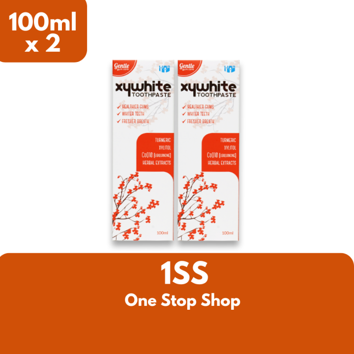 Xywhite Toothpaste Turmeric, Xylitol, CoQ10, Herbal Extracts 100ml x 2 ...