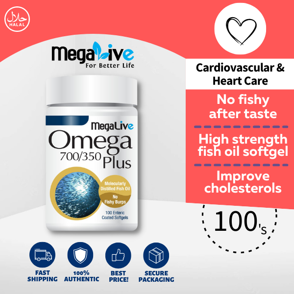 Megalive Omega 700/350 Plus Fish Oil 1400mg High Strength Once a Day ...