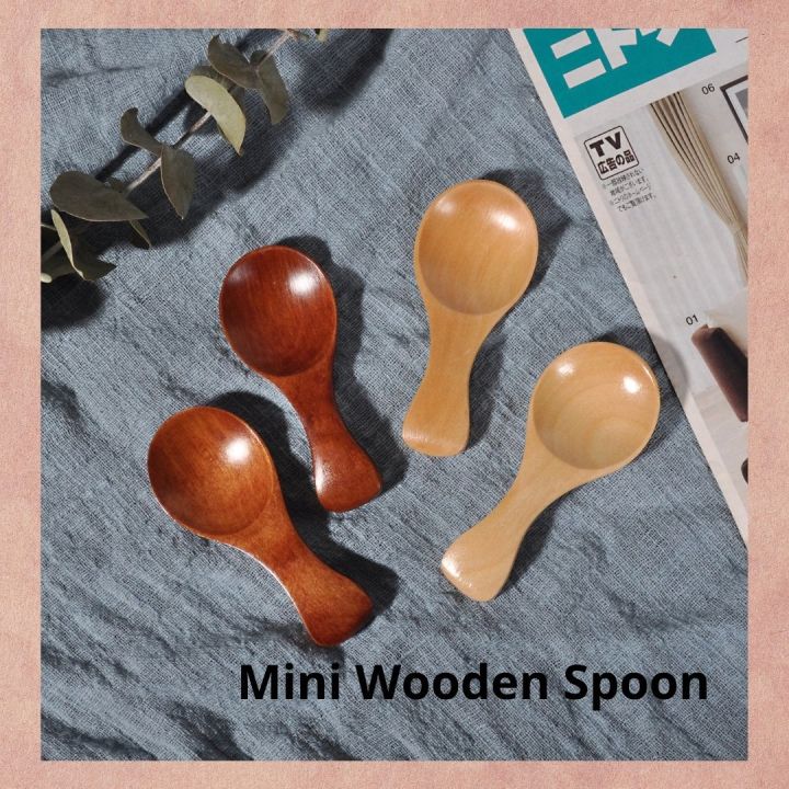 (Ready Stock) Small and simple wooden spoon Japanese pure color lotus ...