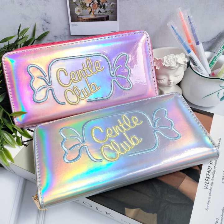 Dompet Panjang Hologram CENTLE CLUB Pink Silver Mengkilap Banyak Sekat ...