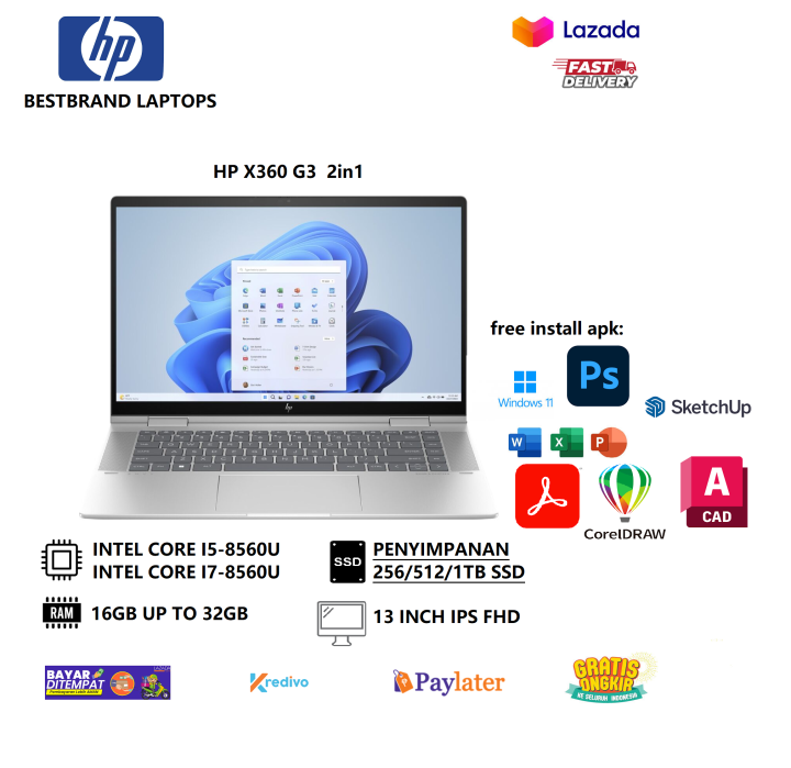 SUPER KEREN LAPTOP Hp Elitebook x360 G3 2in1 i7 8th 13-inch Corning ...