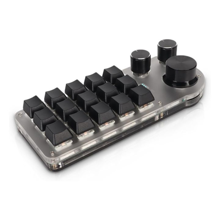 15 Keys 3 Knobs Macro Programmable Keyboard, 3 Connection Modes One Handed Macro Mechanical ...