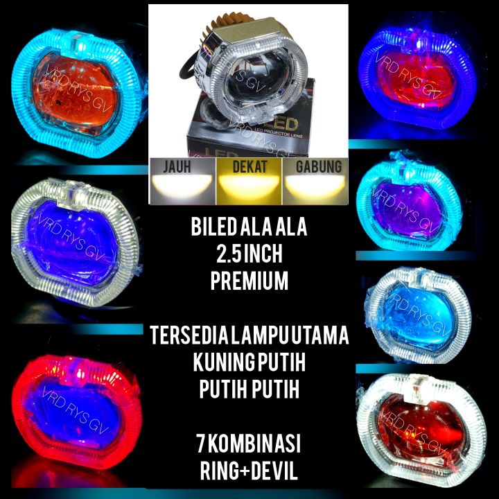 LAMPU LED UTAMA MOTOR BILED CUT OFF ALA ALA 2.5 INCI INCH RING DEVIL AC ...