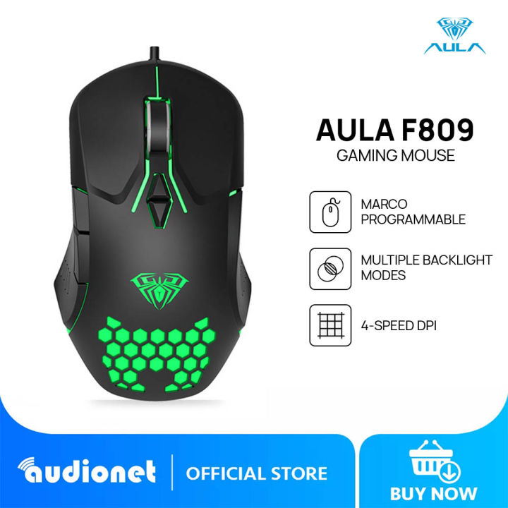 AULA F809 Gaming Mouse Marco Programmable 4 Speed DPI Multiple ...
