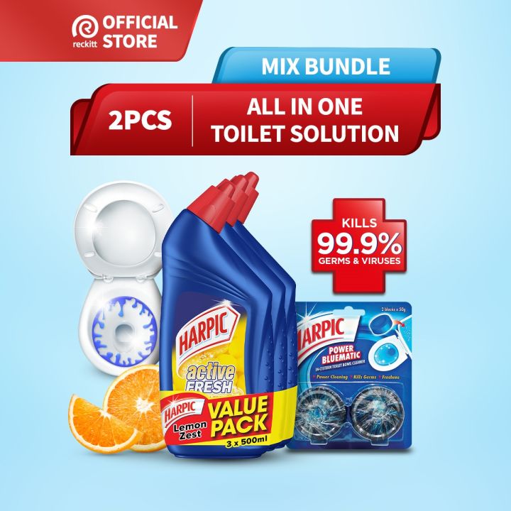 [Mix Bundle of 2] Harpic All In One Toilet Solution - Harpic Lemon ...