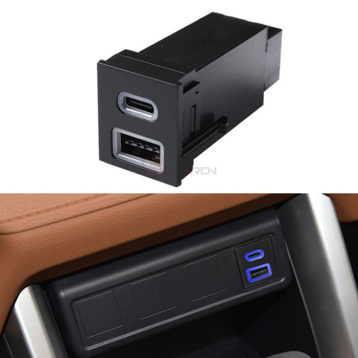 Car Dual USB C PD Ports QC3.0 Right Hole Position 12V Socket Quick ...