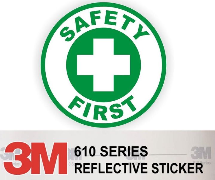 5PCS Green Cross Safety First 3M Reflector Sticker Round Safety Aid ...