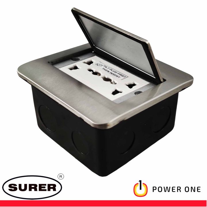 Surer 1034 2 Gang Pop-up Floor Outlet, Square Type (Stainless Steel ...