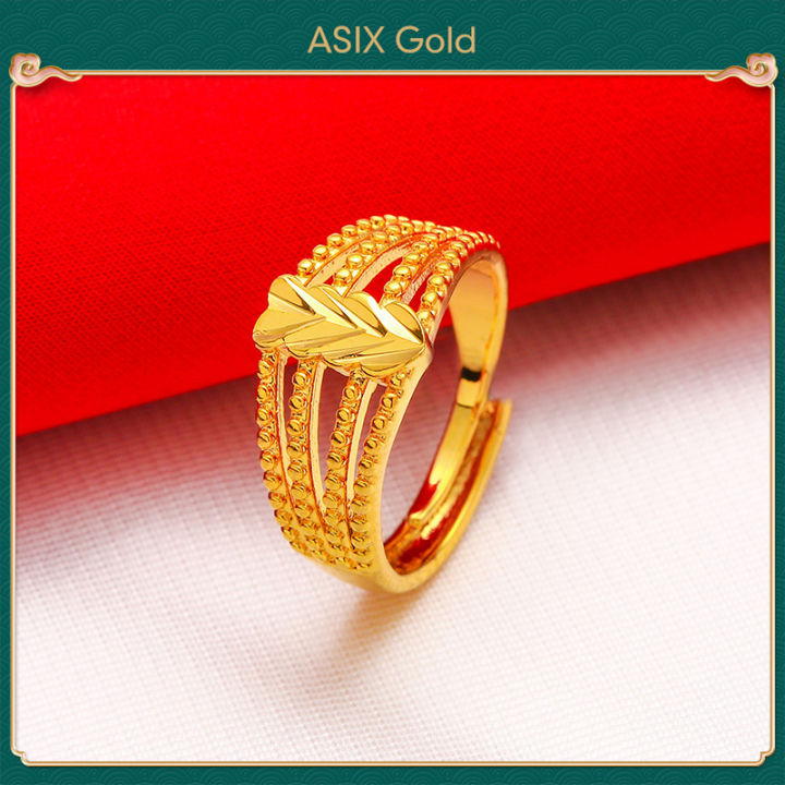 ASIX GOLD 916 Gold Women's Ring Korean Gold Lucky Multi-layer Love ...