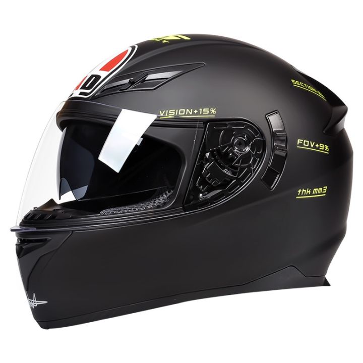 Motorcycle Full Face Helmet With LED Lights Helmet Black Smart Knight ...