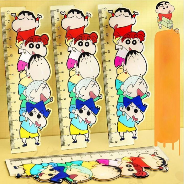 DSFDF Cartoon 15CM Straight Rulers Cute Kawaii Measuring Ruler Stationery Portable Crayon Shin ...