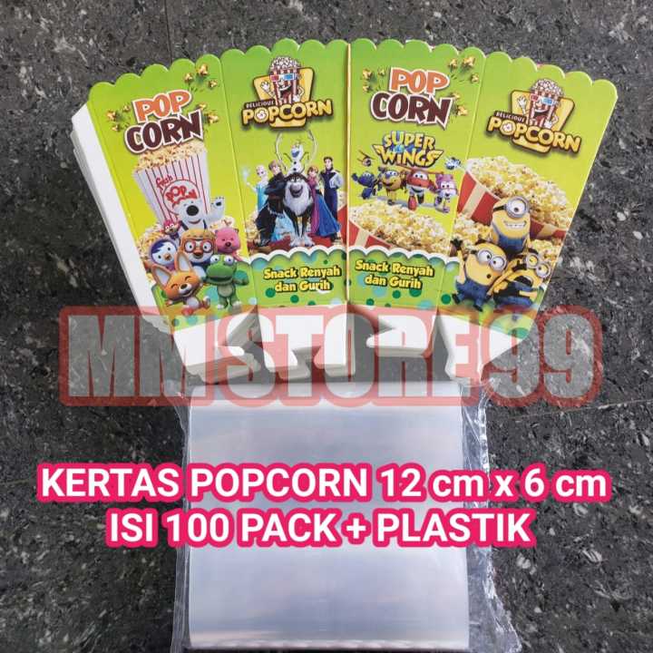 COD 12 CM x 6 CM KERTAS BUNGKUS POPCORN + PLASTIK / KOTAK POPCORN ...
