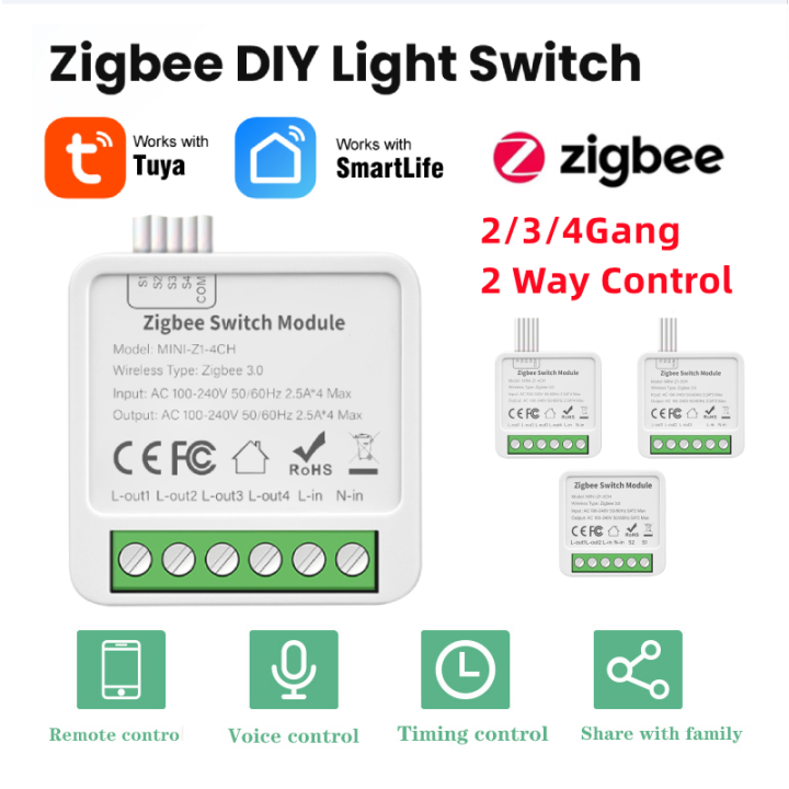 E Life Smart Store Tuya Smart Zigbee Switch Module 2 Way Control Smart ...