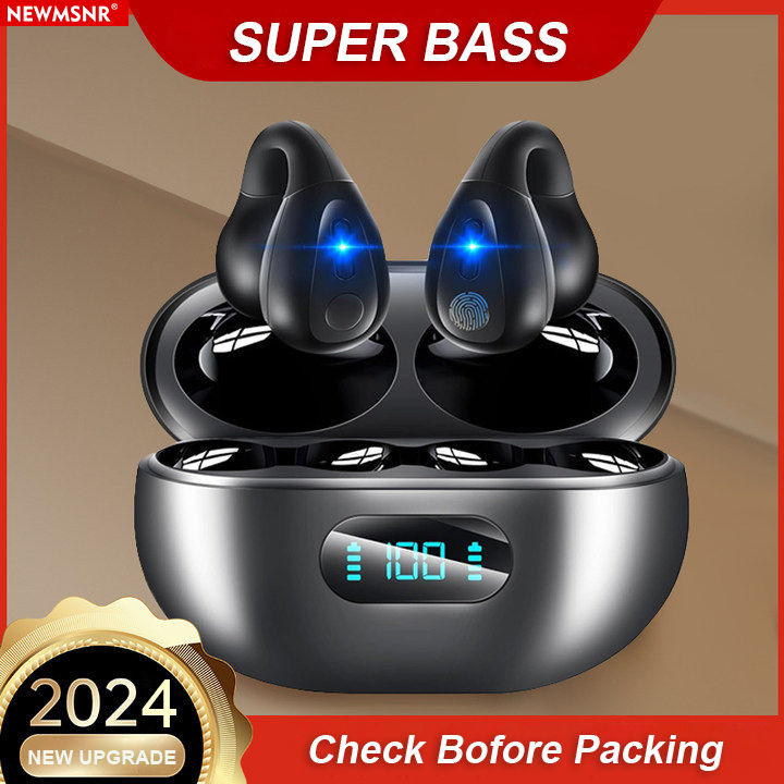 Newmsnr Wireless Earphones Super Bass Never Fall Earclip Bluetooth 5.3 ...