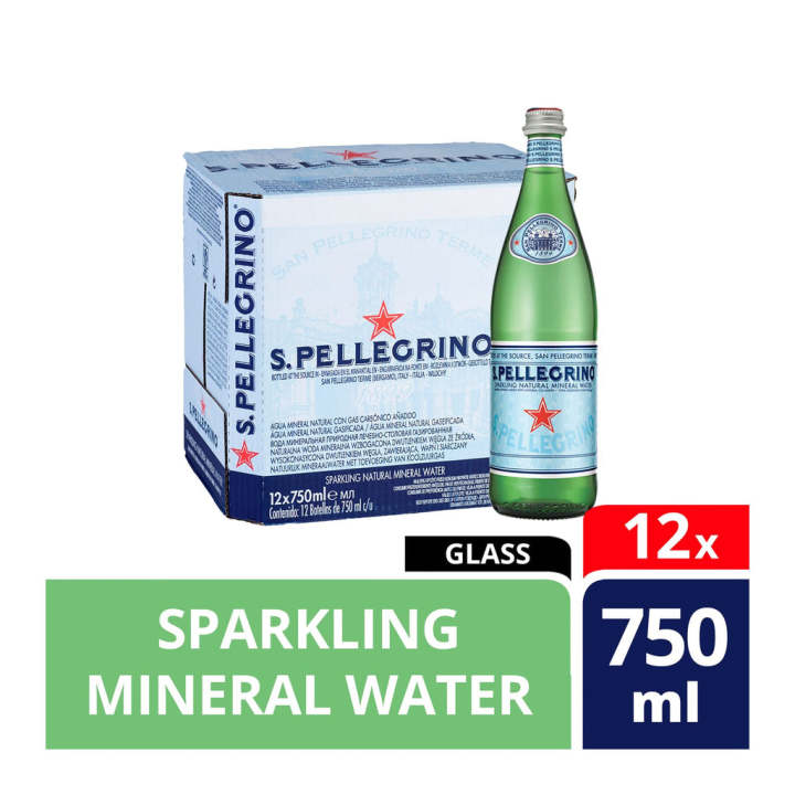 📌ส่งฟร San Pellegrino Sparkling Mineral Water 750 ml glass 12 ขวด ซานเพลลีกรีโน น้ำแร่ธรรมชาติ ...