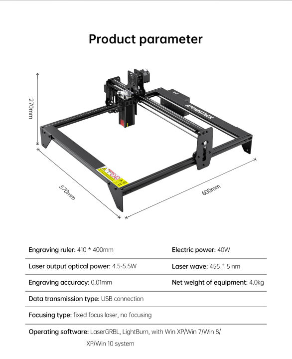 Atomstack A5 M40 40W Engraver Wood Cutting Desktop Diy Engraver Ultra ...