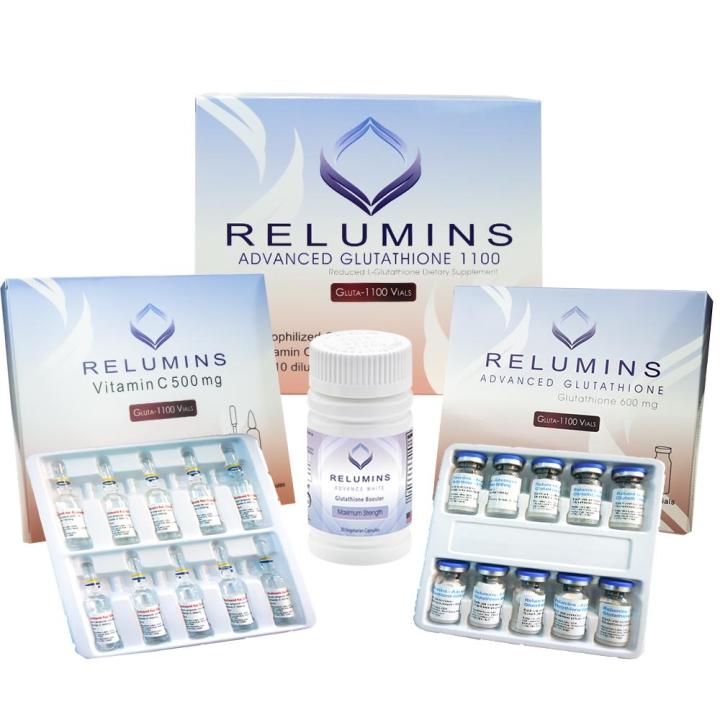Relumins 1100mg Glutathione IV 10 vls with Vitamin C plus Relumins ...
