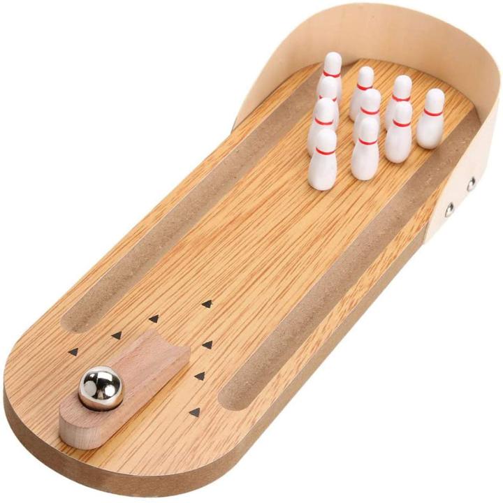 Table Top Mini Bowling Game Set-Tabletop Wooden Board Mini Arcade ...