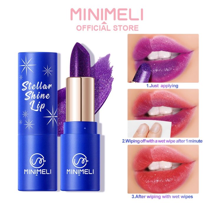 MINIMELI Shimmer Lip Color Changing Lipstick Lasting Non-Sticky ...