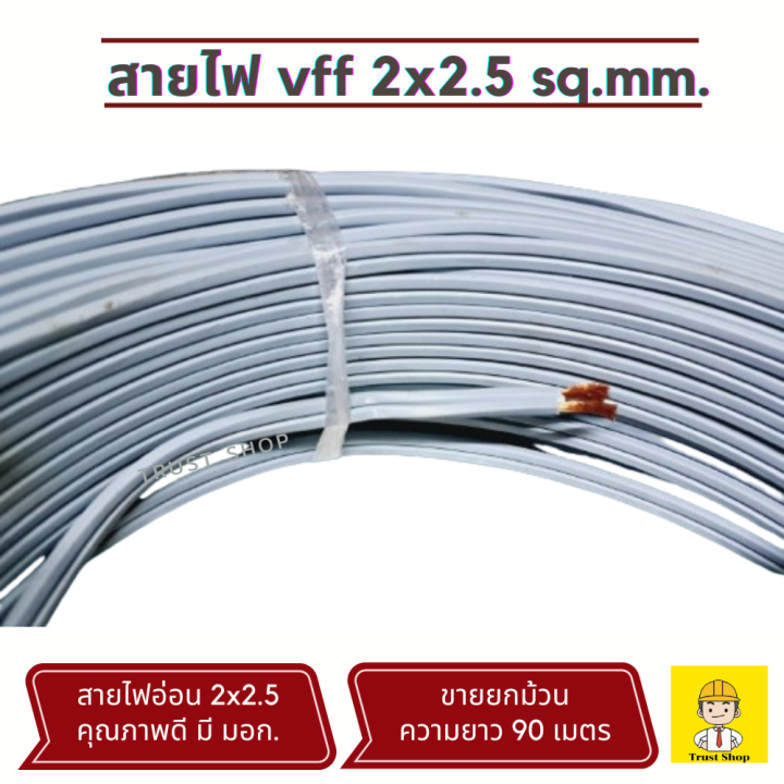Thai Union สายไฟอ่อน สายไฟ vff 2x2.5 sq.mm. สายไฟเดินบ้าน มีมอก.ความยาว 90 เมตรต่อม้วน | Lazada ...