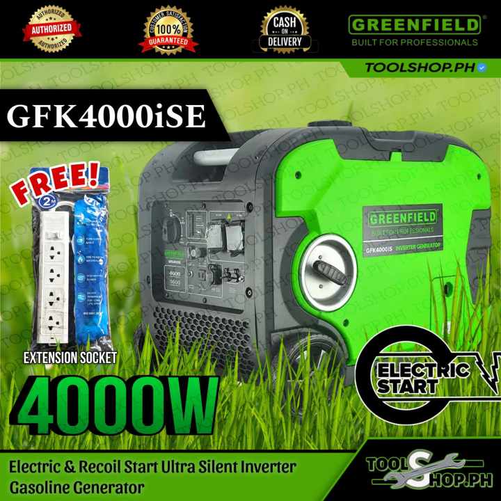 GREENFIELD 4000W Electric Start Inverter Ultrasilent Gasoline Generator ...