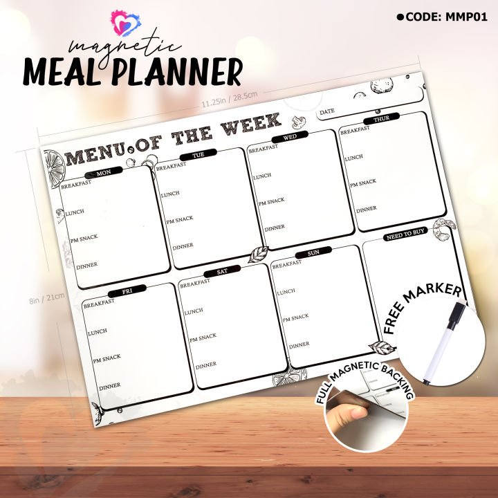 Reusable Magnetic Weekly Meal planner by PutPrints | Lazada PH