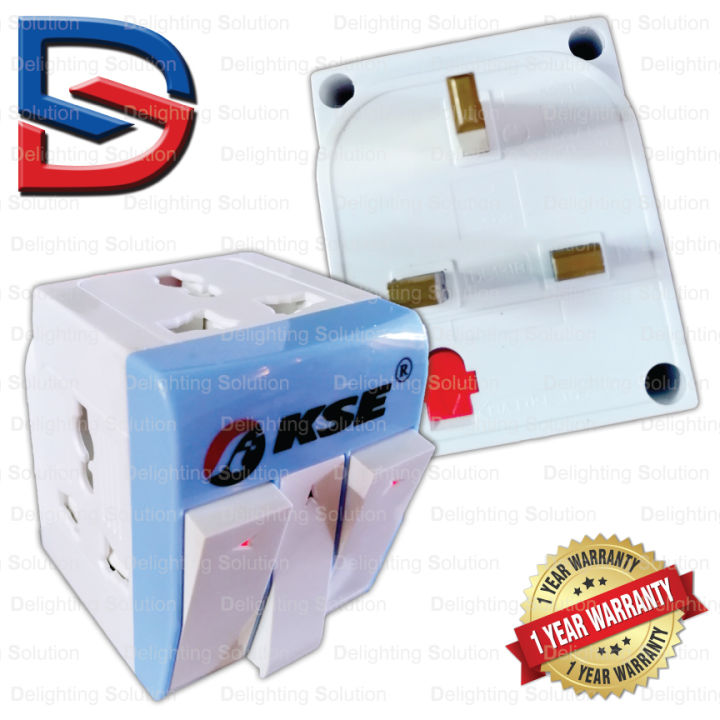 KSE 3 Pin / UK Plug Universal 3 Way Multi Adapter with ON/OFF Switch ...