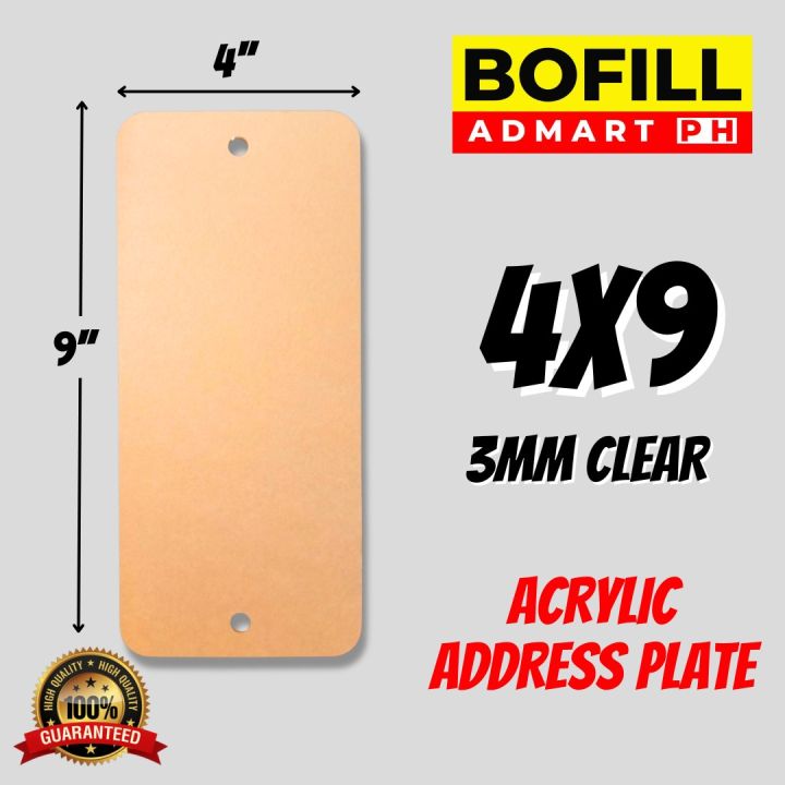 BLANK 4x9 INCHES ACRYLIC SINGLE AND DOUBLE ADDRESS PLATE (BOLTS TOX ...