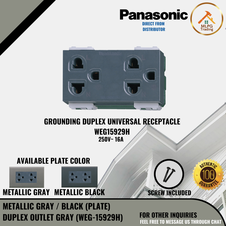 Panasonic Full Color Wide Series Duplex Outlet w/ Ground (Gray ...