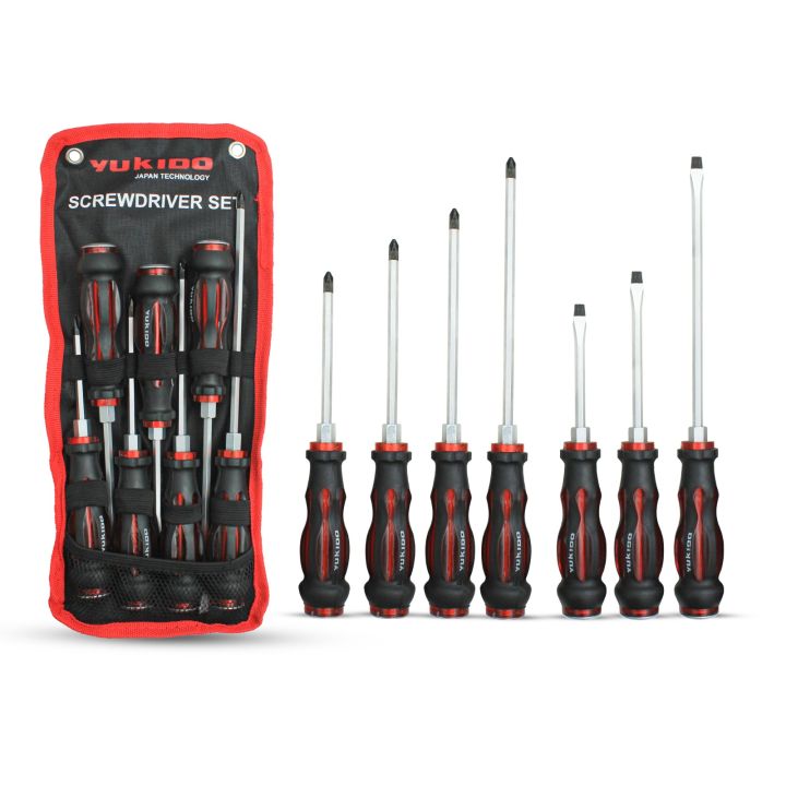 OBENG SET 7 PCS LENGKAP GAGANG KARET / SCREWDRIVER SET 4 OBENG (+) 3 ...