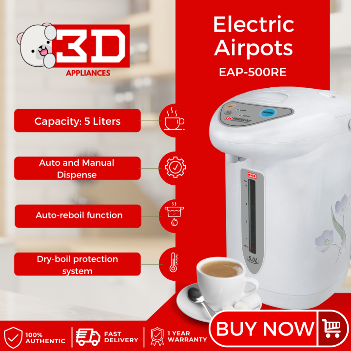 3D EAP-500RE Easy Touch Manual & Auto Dispense Electric Airpot / Thermo Pot 5L | Lazada PH