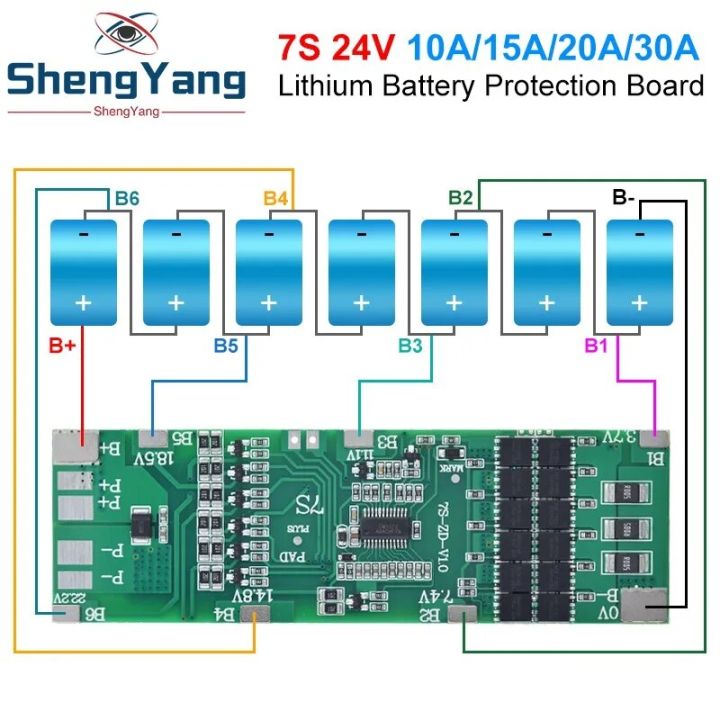 BMS 7S 24V 10A 15A 20A 30A Li-ion 18650 Battery Charge Board With ...