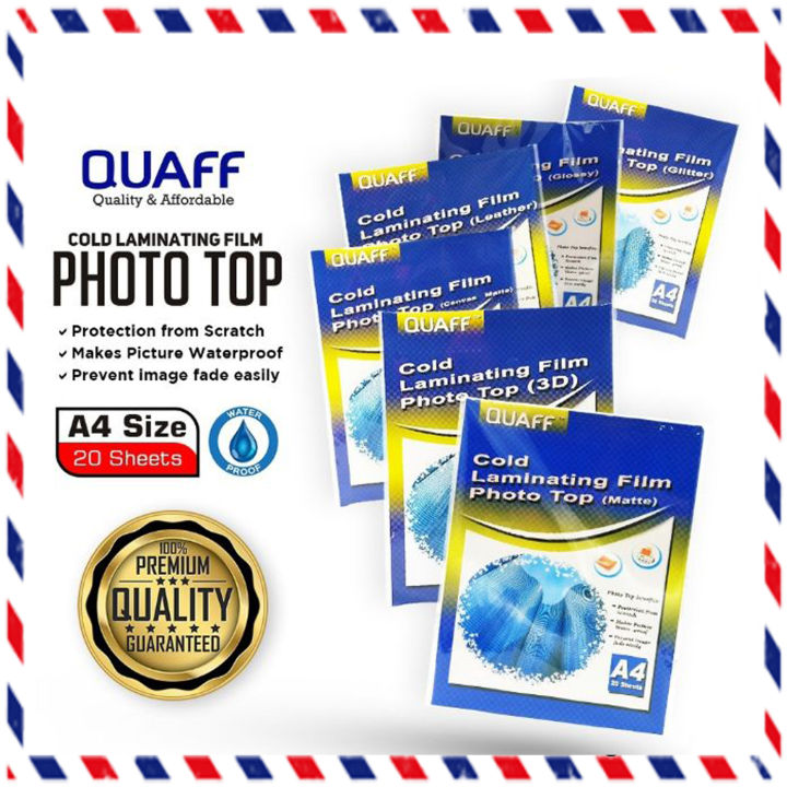 1 PACK QUAFF PHOTO TOP COLD LAMINATING FILM MATTE/GLOSSY/3D/ GLITTER ...