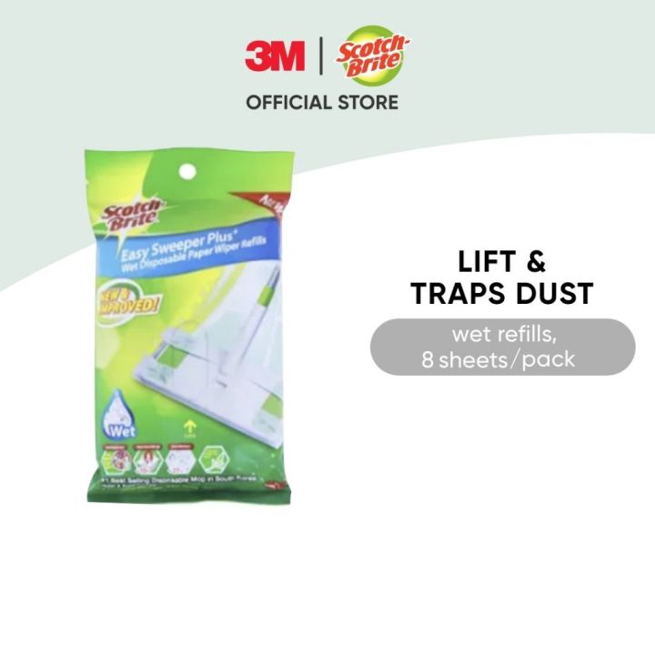 3M Scotch-Brite Easy Sweeper Plus+ Wet Refill, Multipurpose, 8 sheets ...