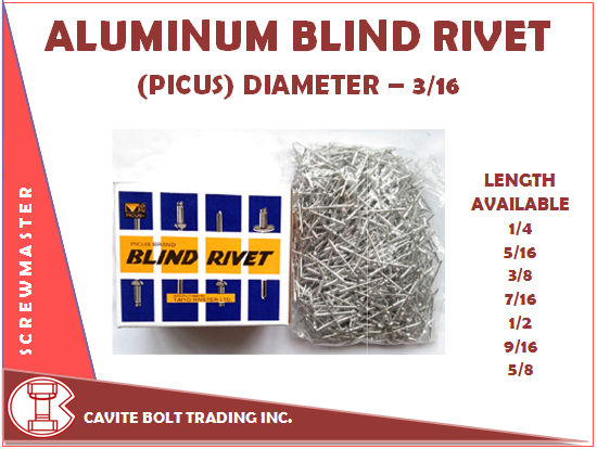 ALUMINUM BLIND RIVET (PICUS) DIMATER : 3/16 | Lazada PH
