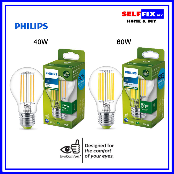 Philips LED Classic A60 E27 CL EELA SRT4 - 40W / 60W / 3000K / 4000K | Lazada Singapore
