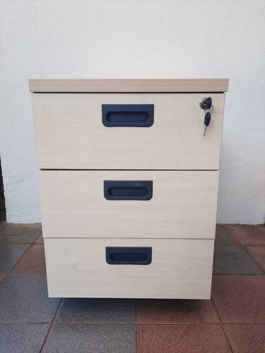 JH 3 Tier Office Drawer Cabinet with Locker & Roller | Lazada