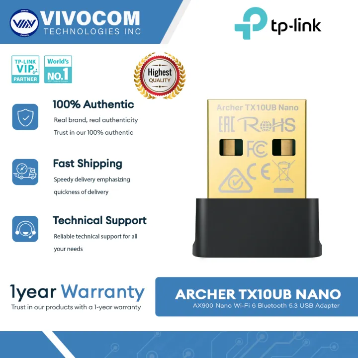 TP-Link Archer TX10UB Nano AX900 Nano Wi-Fi 6 Bluetooth 5.3 USB Adapter ...