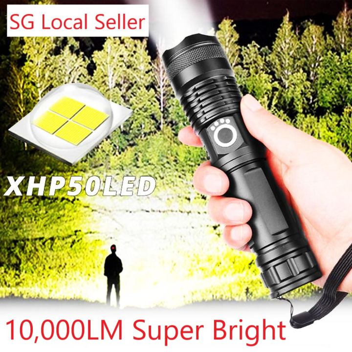 🔥SG Local Stock🔥10000lm Uktra Bright LED Torch | XHP50 Tactical Torch ...
