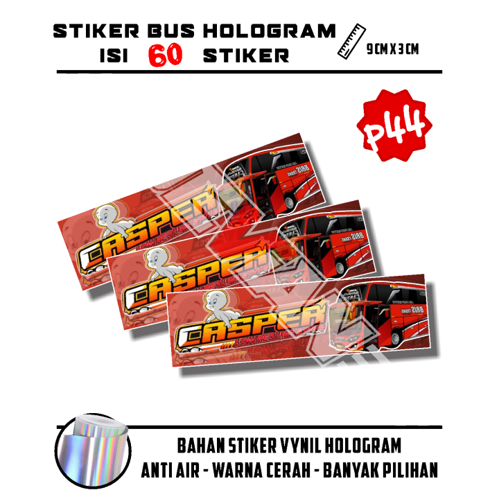 stiker bus casper (44) isi 60 stiker panjang | anti air warna cerah ...